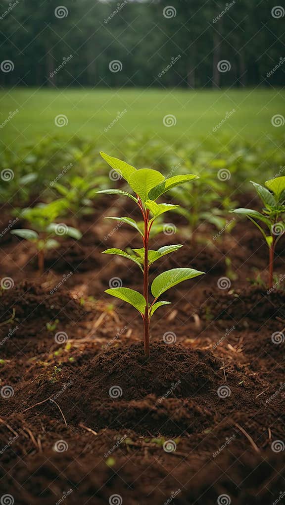 Planting Tree Seedlings Creating a New Forest Stock Illustration ...