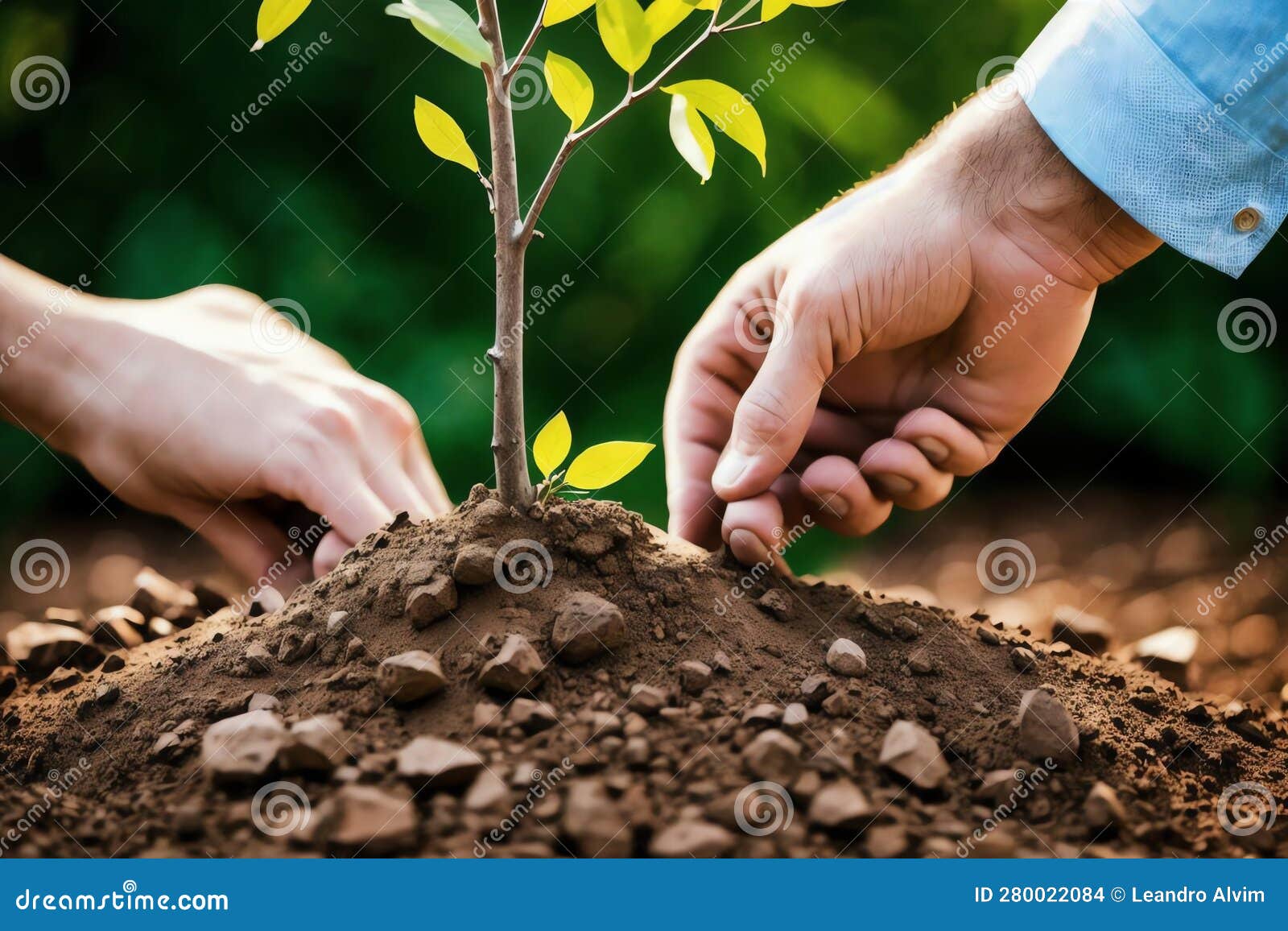 Planting a Tree during Sunset.AI Generated Stock Illustration ...