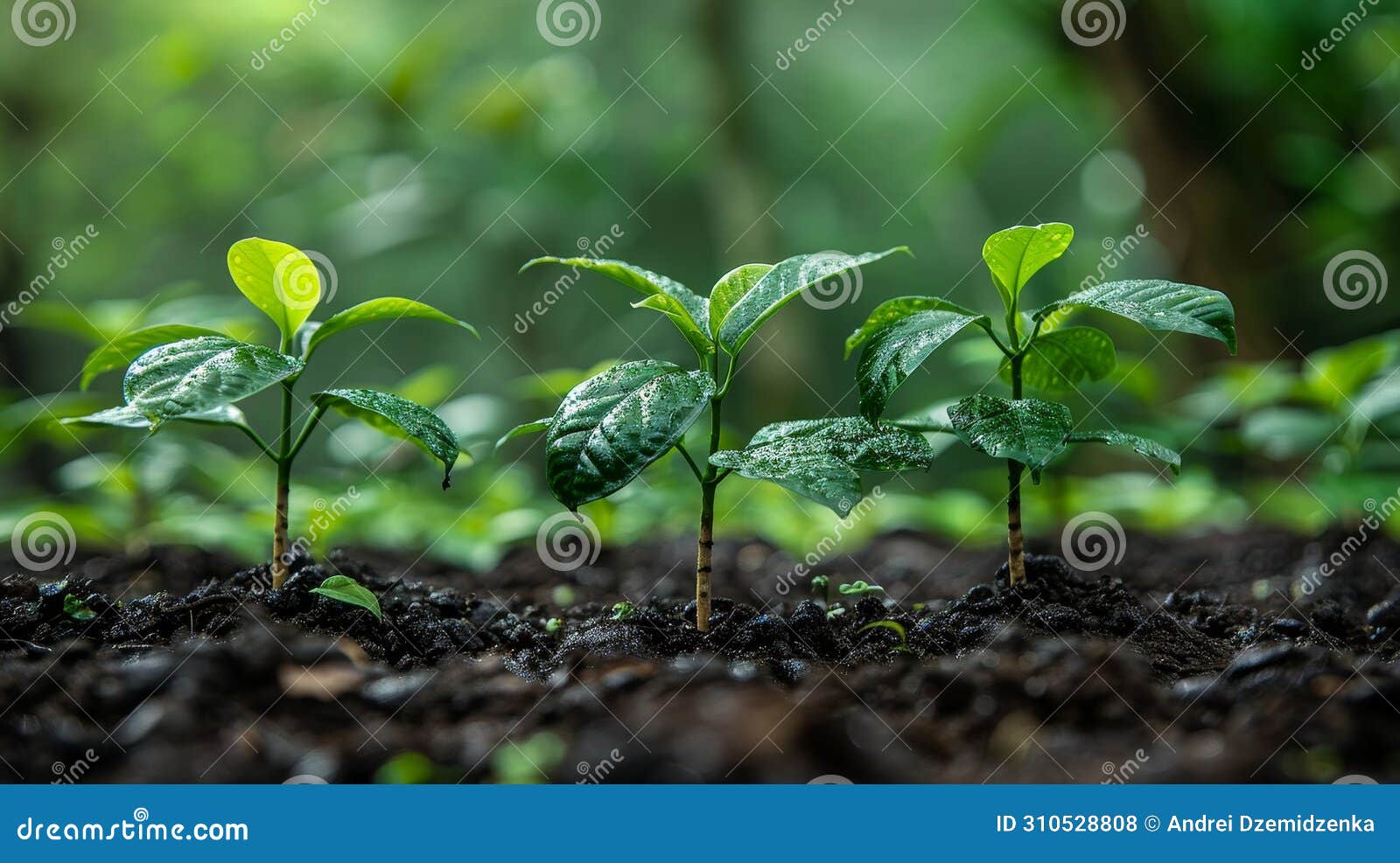 Planting Trees in Nature with Small Trees on the Soil Stock Photo ...
