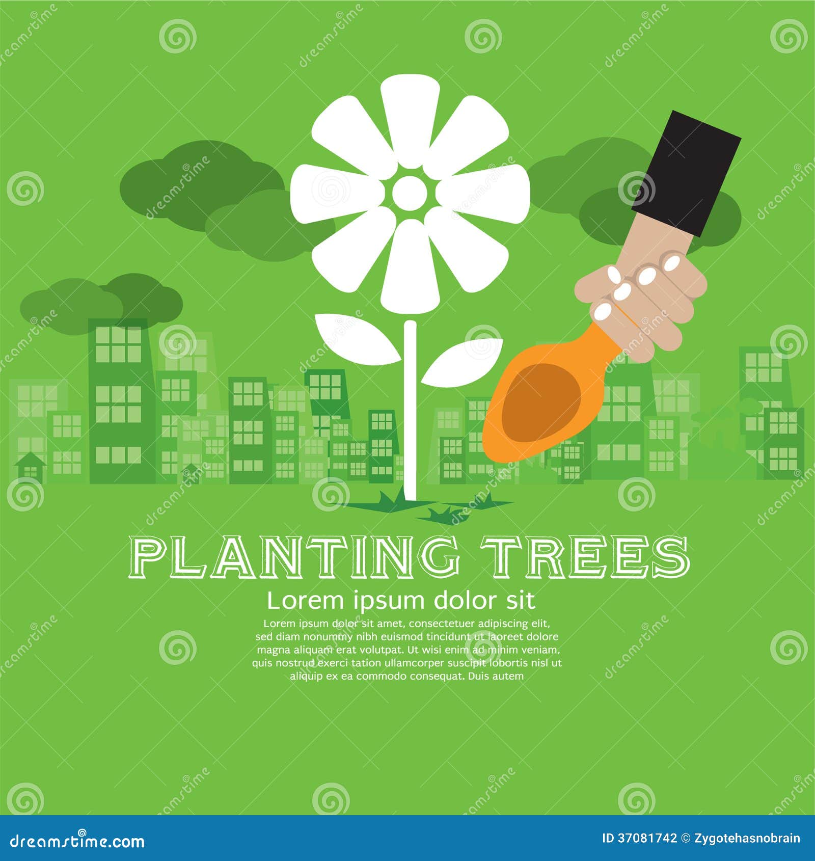 Planting trees. stock vector. Illustration of agriculture - 37081742