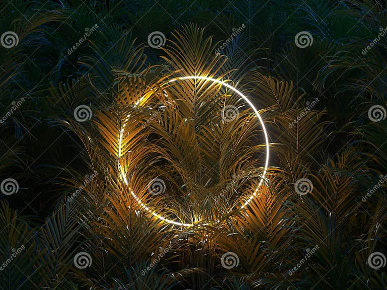 Plants with Circular Bright Light Frame Stock Image - Image of flat ...