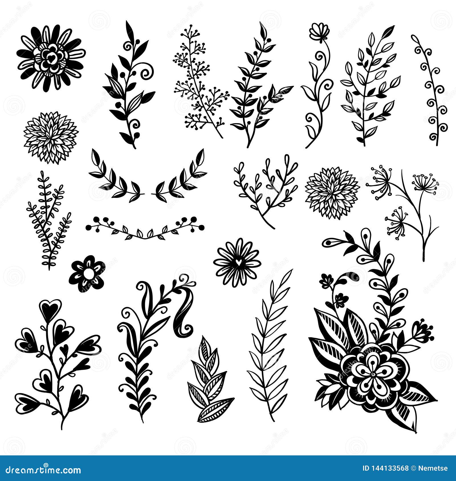 Plants doodle stock vector. Illustration of decoration - 144133568