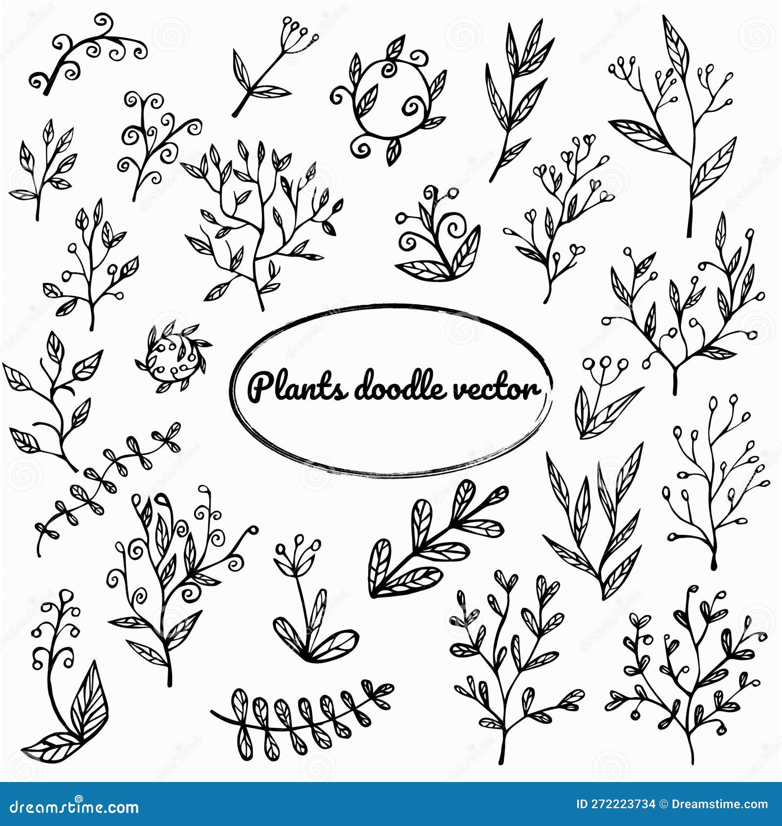 Plants doodles vektor stock illustration. Illustration of icon - 272223734