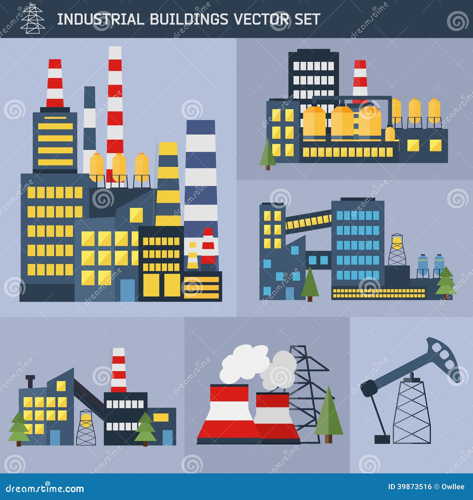 Factories Vector Set, Cartoon Style | CartoonDealer.com #81009651