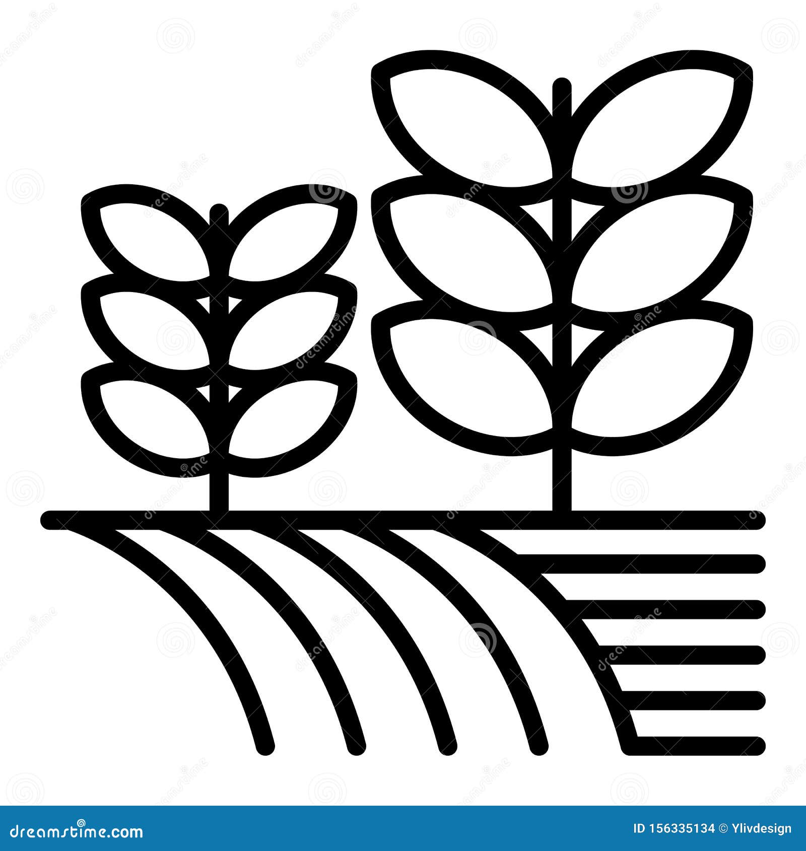 Plants on Farm Field Icon, Outline Style Stock Vector - Illustration of ...