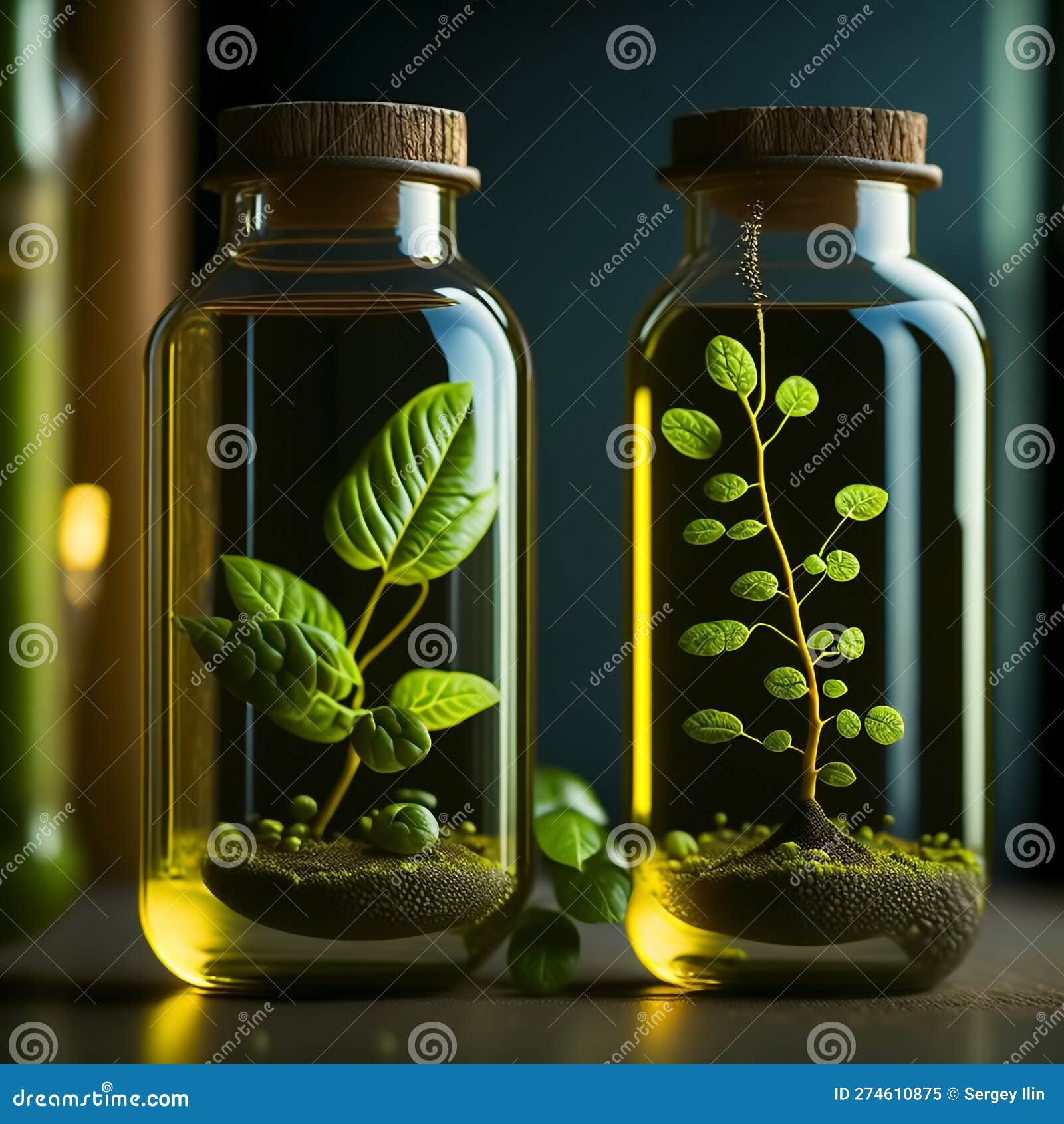 Plants and Flowers in Test Tubes in Laboratory. Generative AI Stock ...