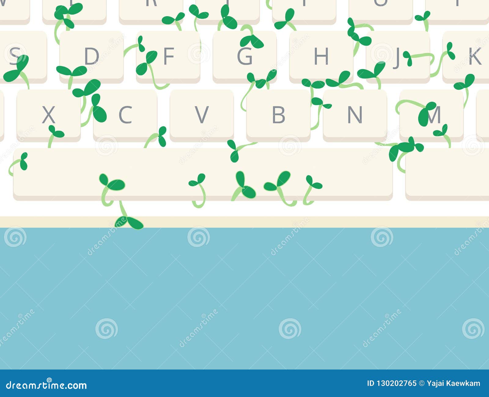 Plants Growing on Computer Keyboard Stock Vector - Illustration of ...