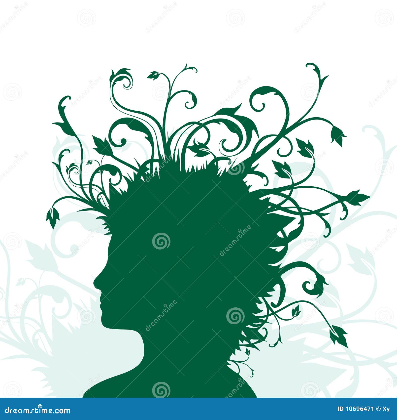 Plants Growing from Human Head Stock Vector - Illustration of flora ...