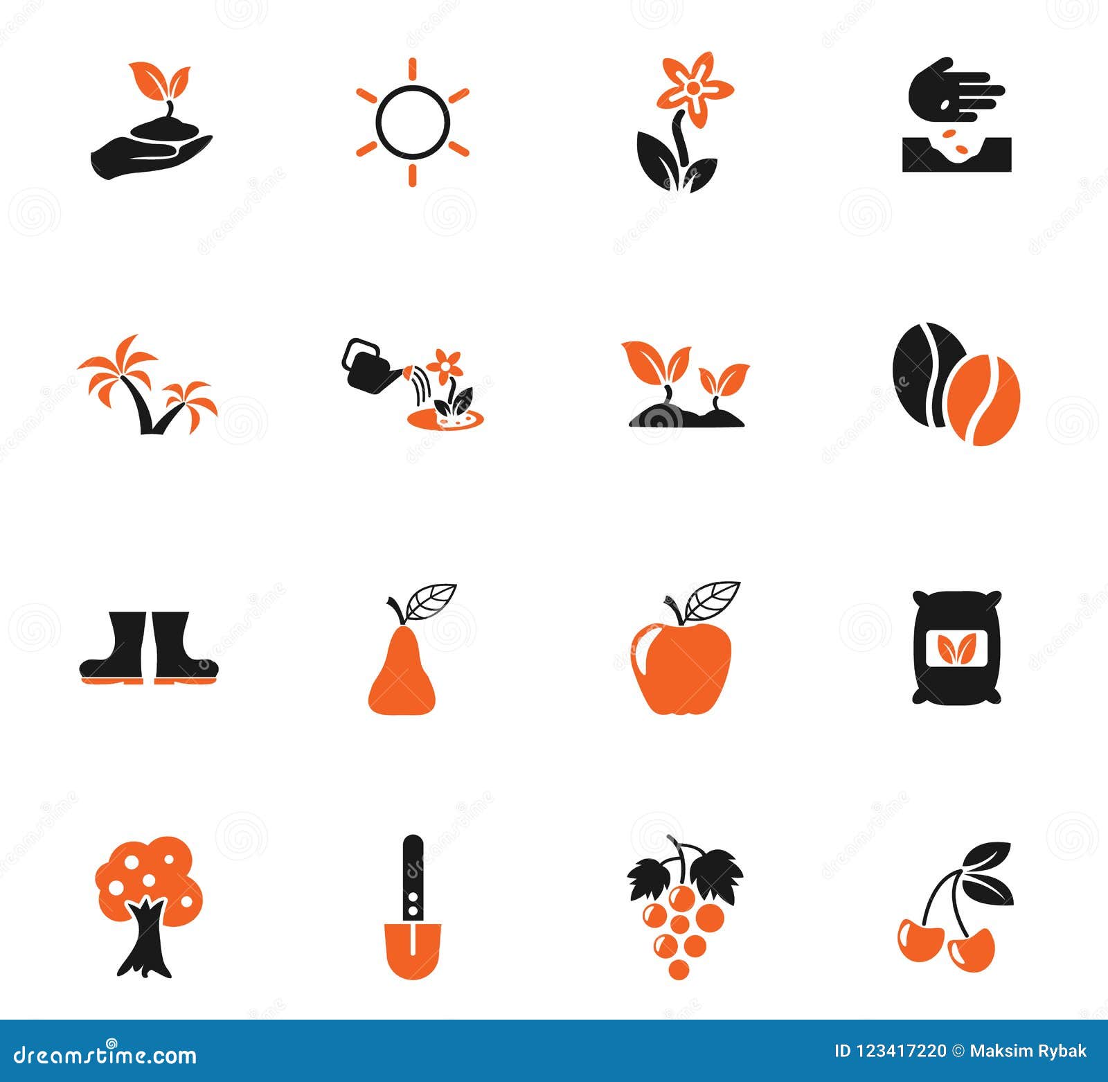 Plants icon set stock vector. Illustration of cherry - 123417220