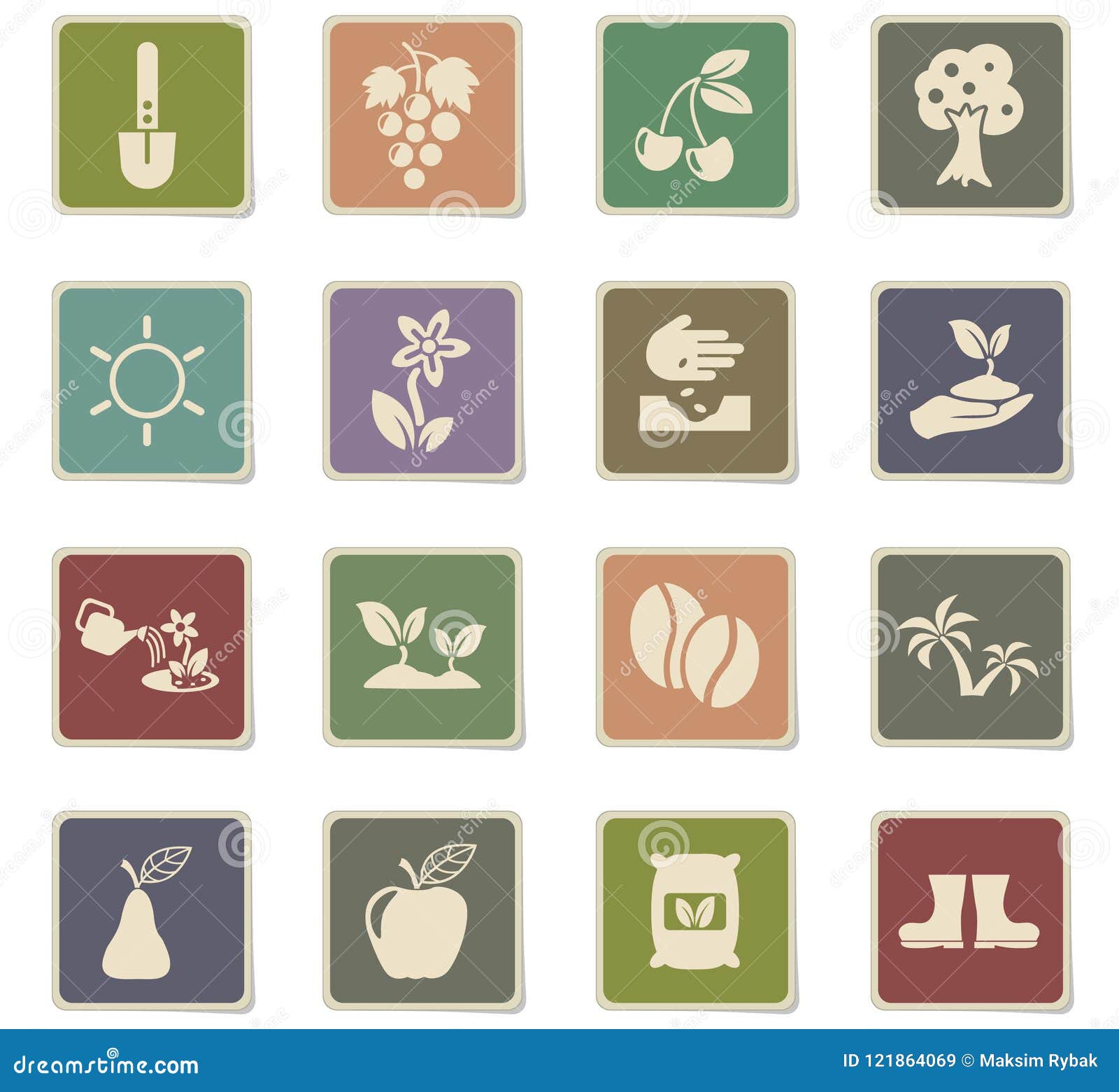 Plants icon set stock vector. Illustration of tree, fruit - 121864069