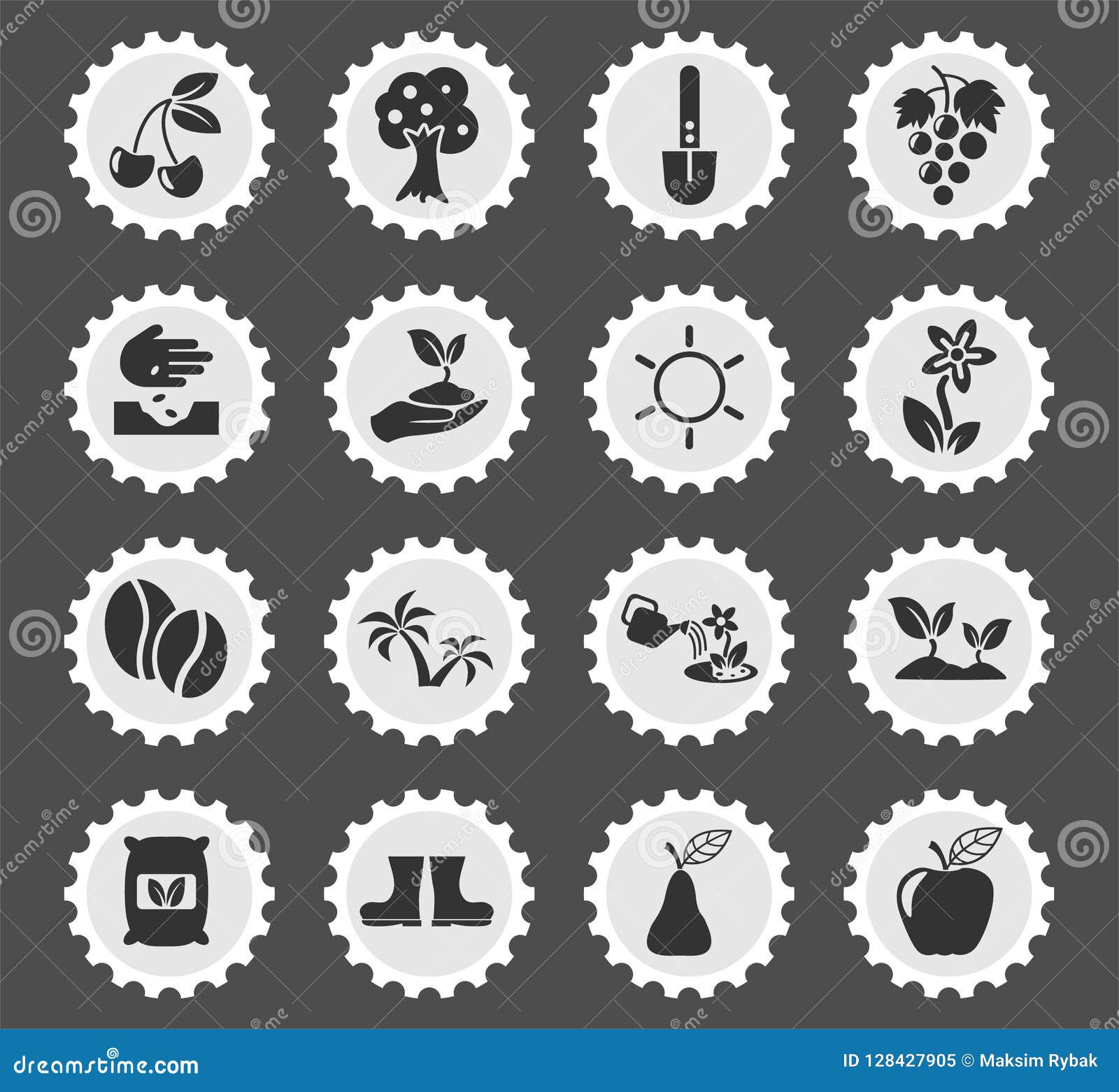 Plants icon set stock vector. Illustration of flower - 128427905