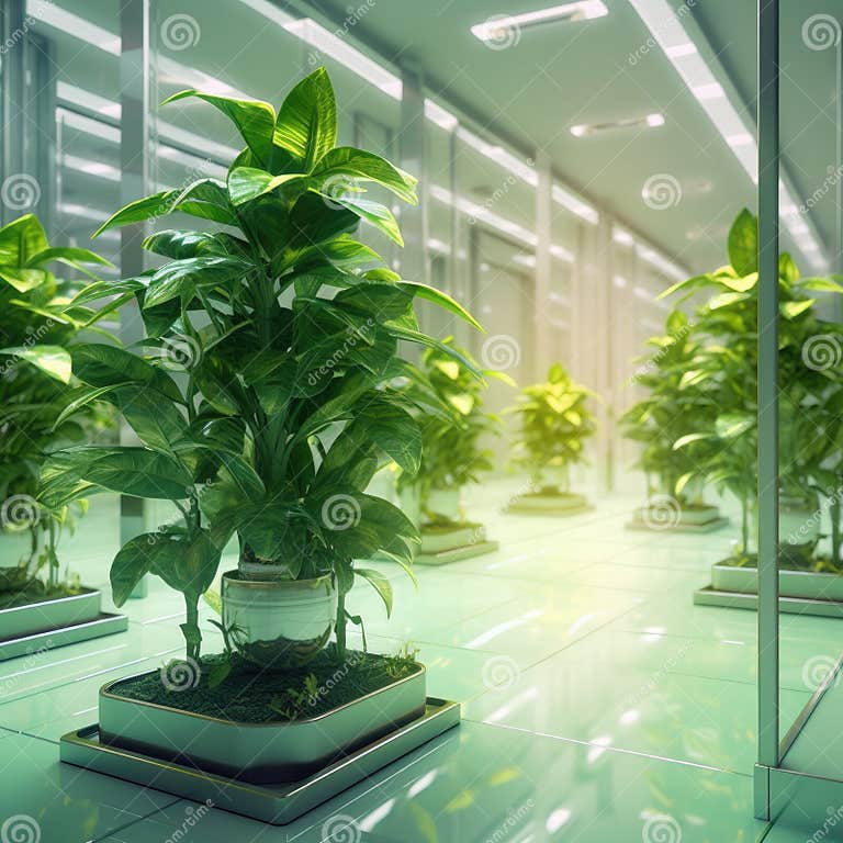 Plants in the Laboratory of the Future Stock Illustration ...