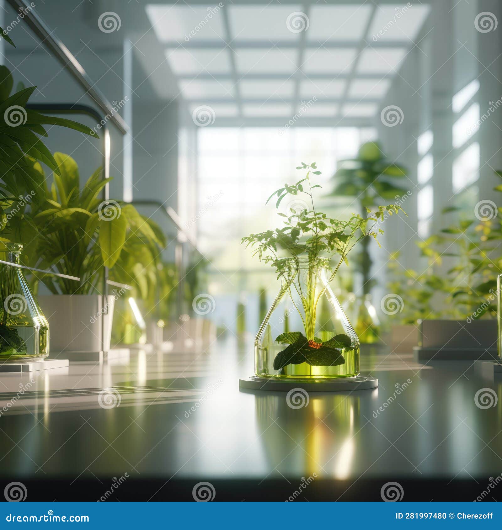 Plants in the Laboratory of the Future Stock Illustration ...