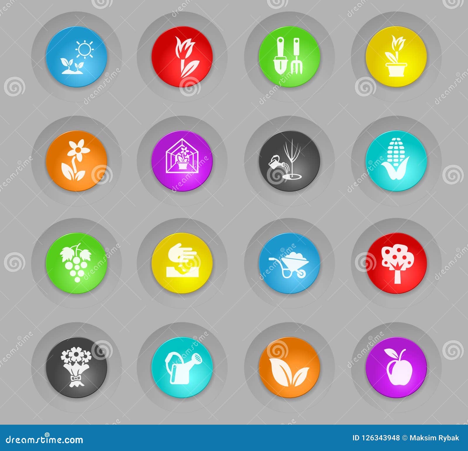 Plants tools icon set stock vector. Illustration of flower - 126343948
