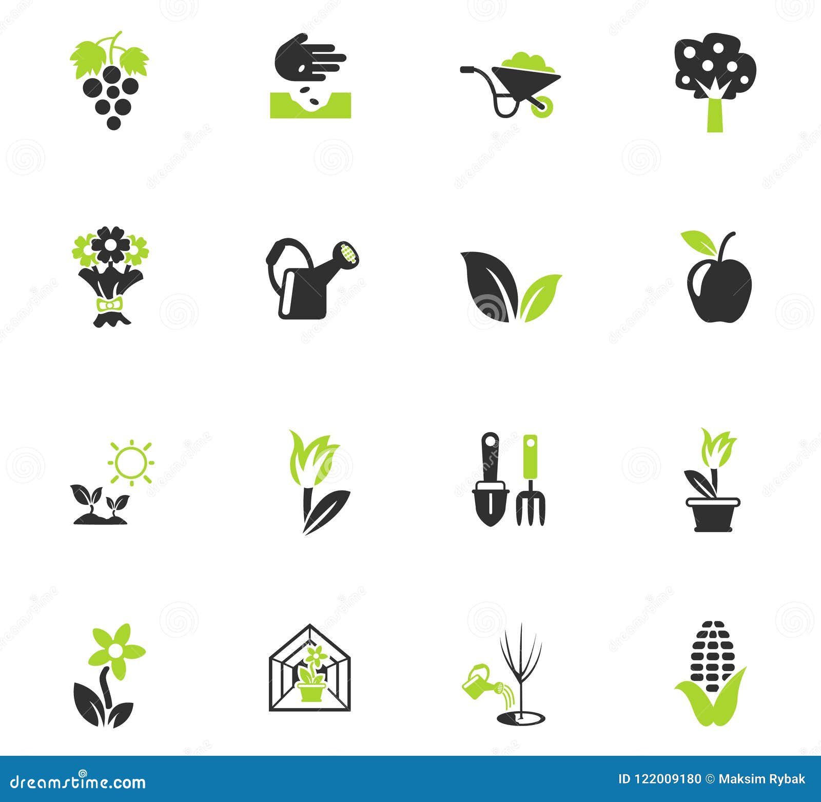 Plants tools icon set stock vector. Illustration of plants - 122009180