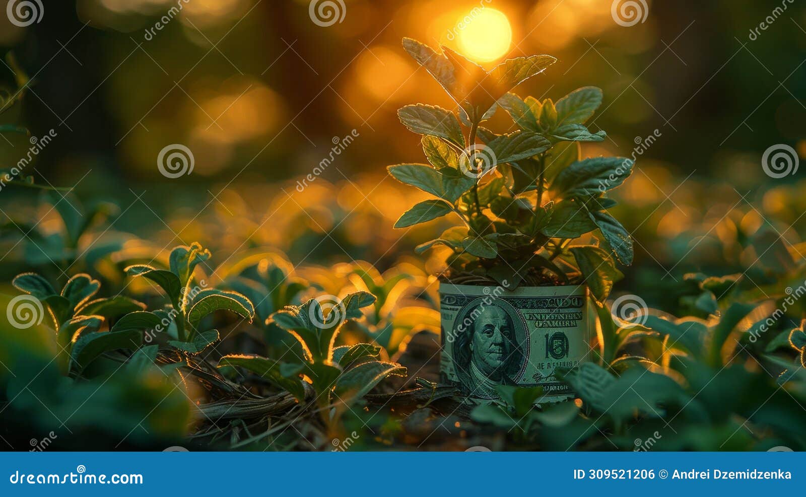 Plants on Money Increase with Flare Light Effects - Money Growth ...