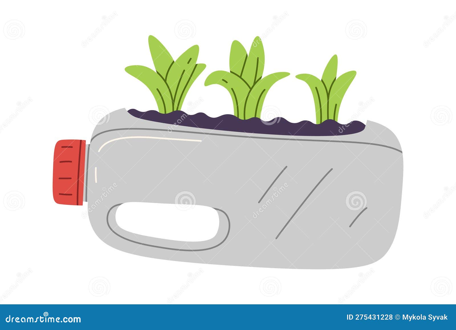 Plants in Plastic Bottle stock vector. Illustration of recycling ...