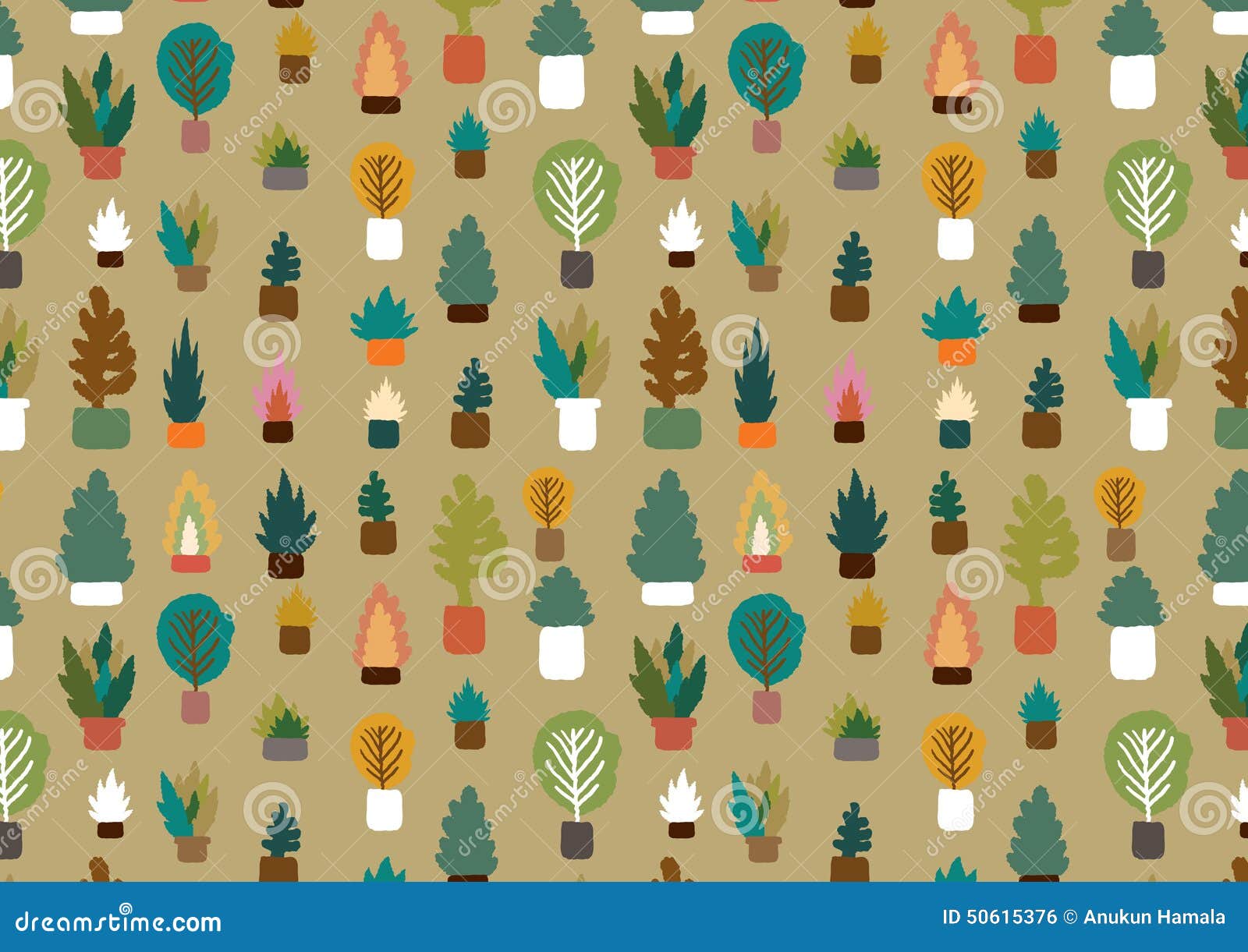 Plants in a pot pattern stock vector. Illustration of lawn - 50615376