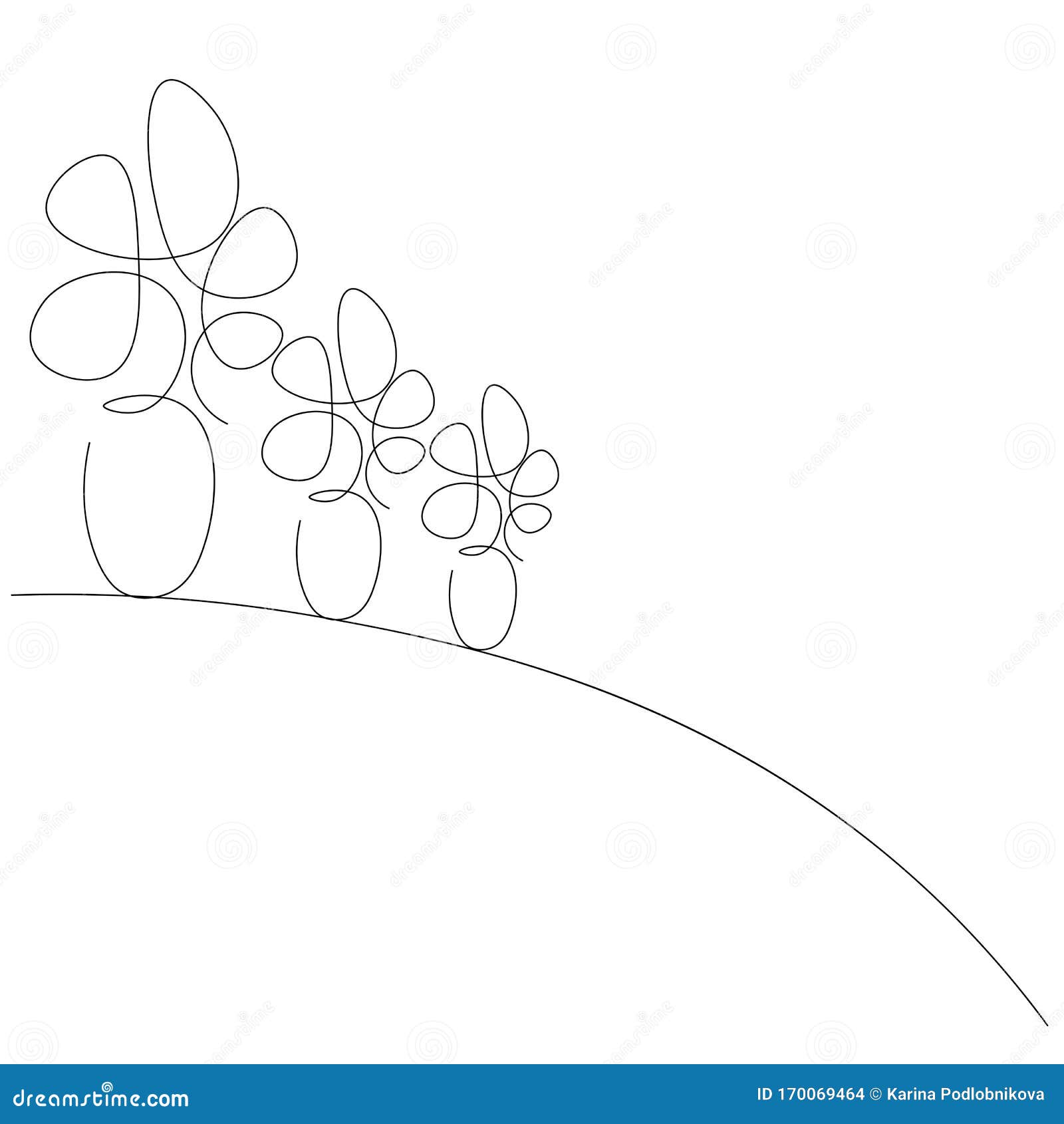 Plants in Pot on Table Line Drawing Vector Stock Vector - Illustration ...