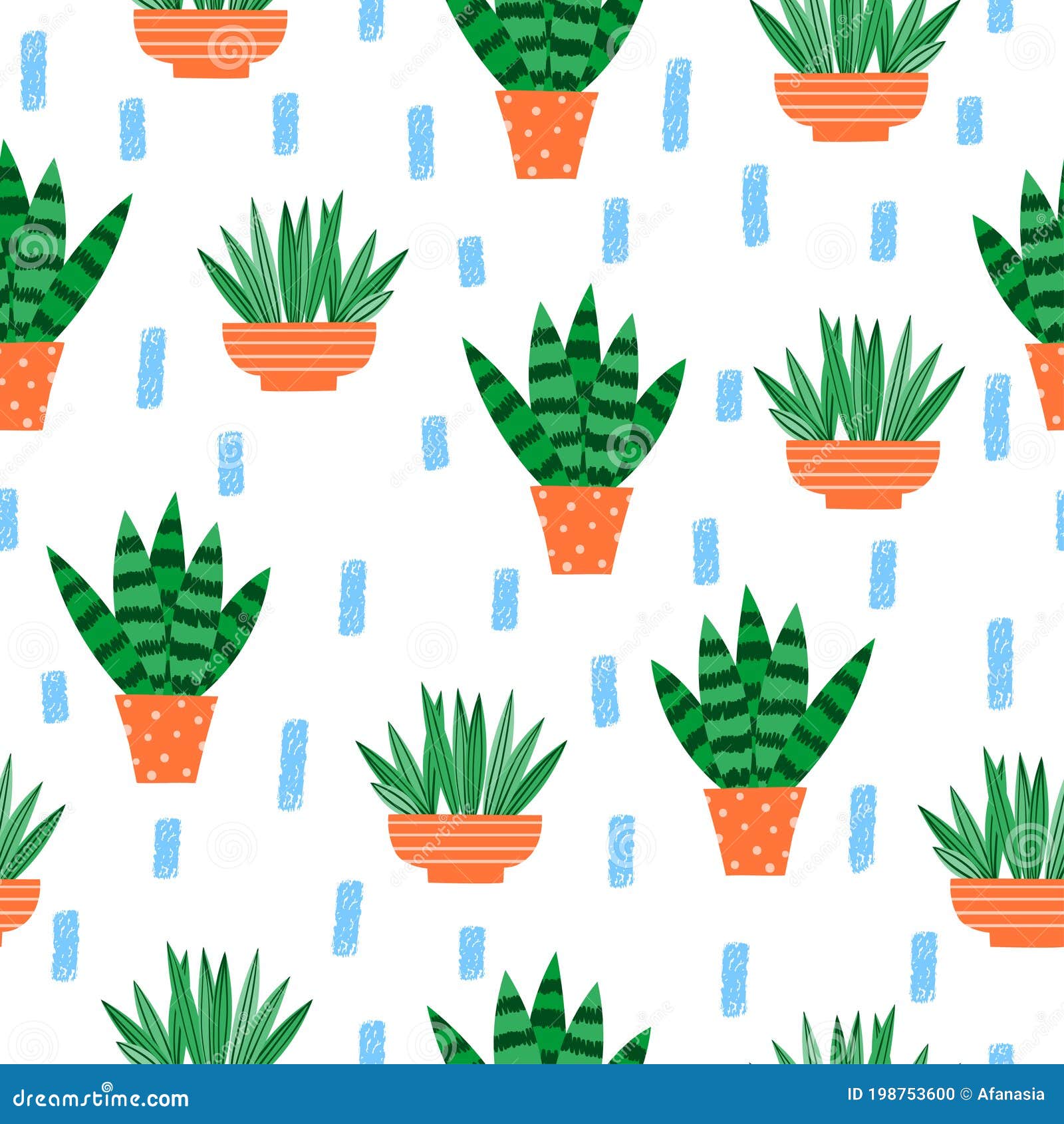 Plants in Pots Seamless Pattern. Cute Houseplants Stock Vector ...