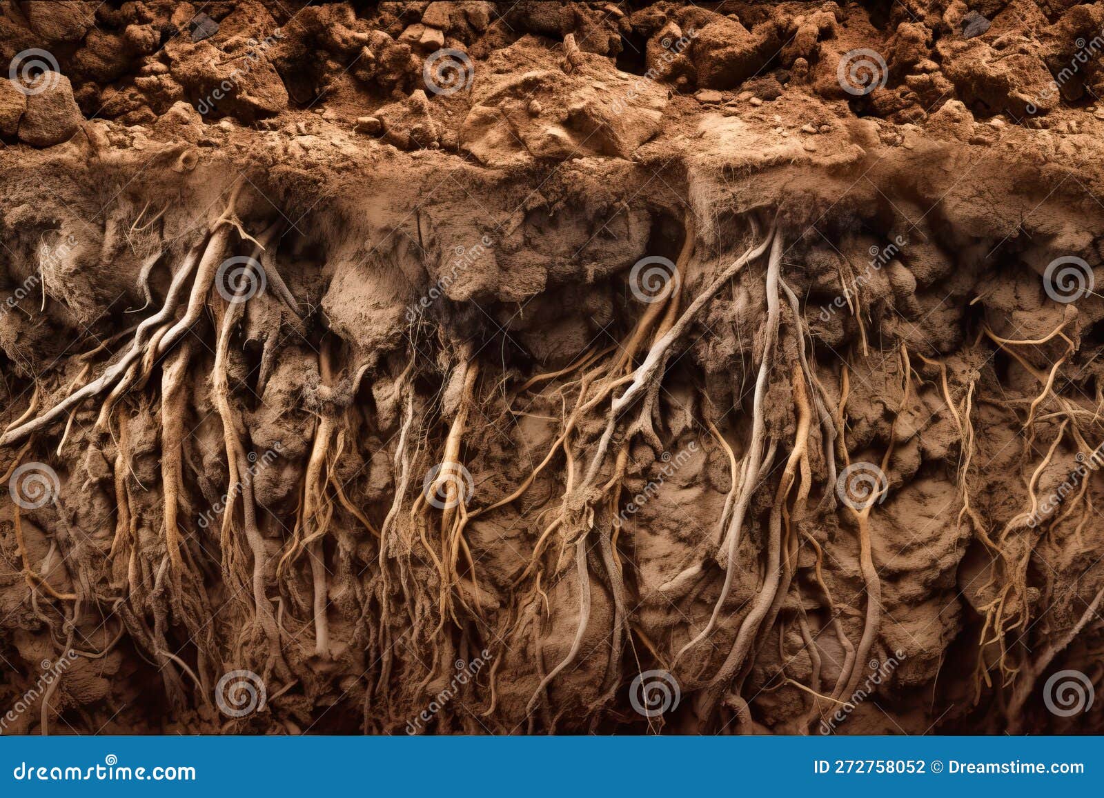 Plants Roots Underground, Soil Cross Section Texture. Generative AI ...