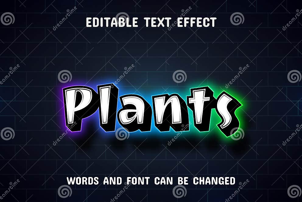 Plants Text - Neon Style Text Effect Stock Vector - Illustration of ...