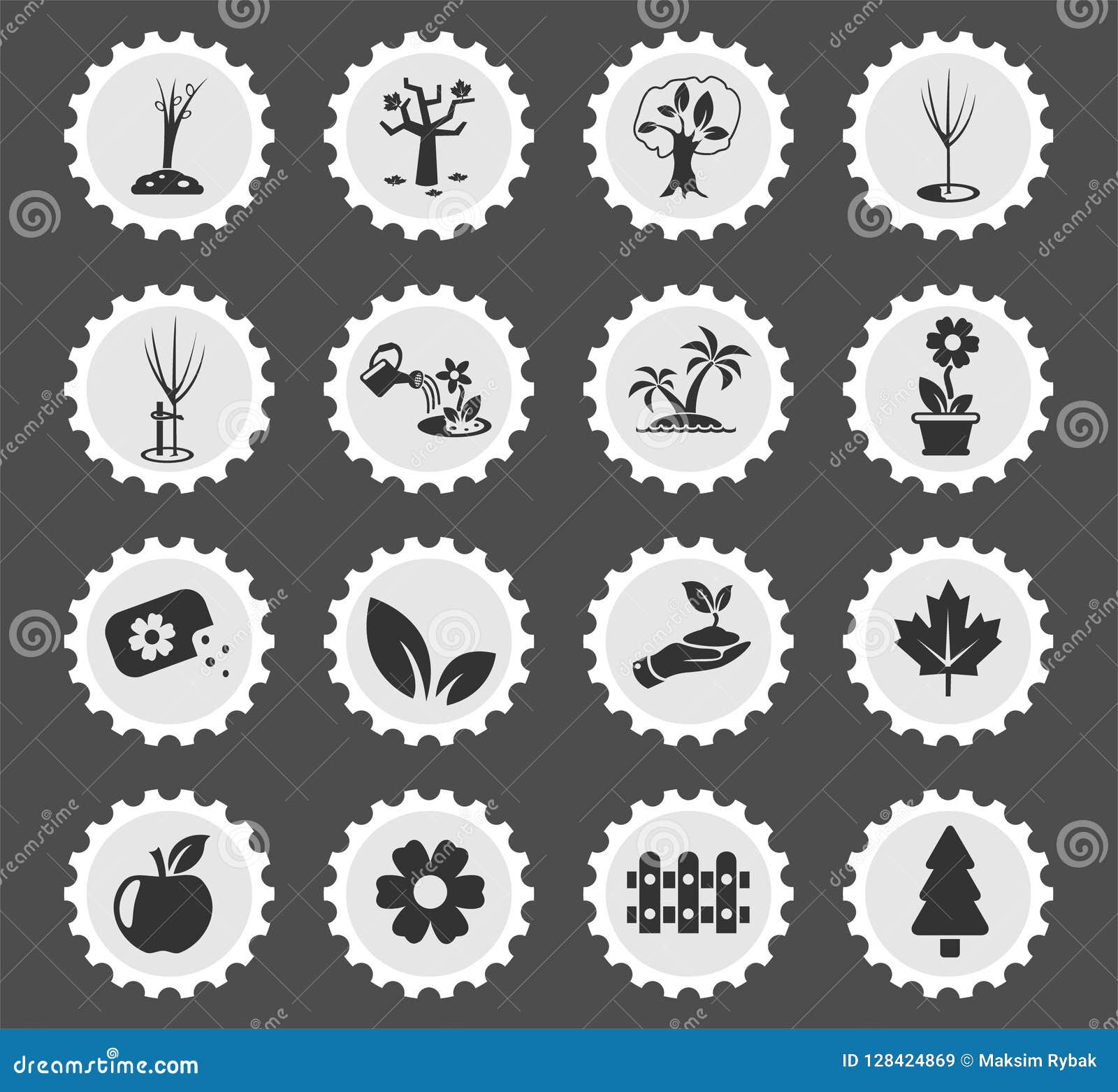 Plants tools icon set stock vector. Illustration of leaves - 128424869