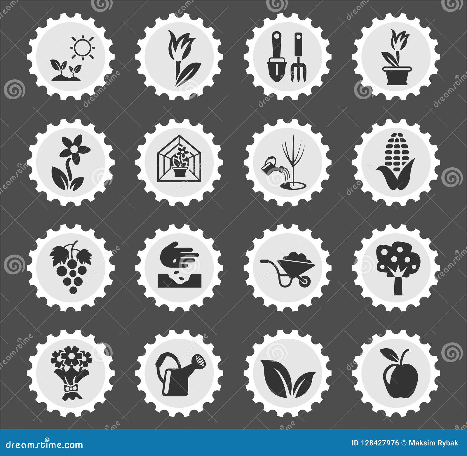 Plants tools icon set stock vector. Illustration of leaves - 128427976