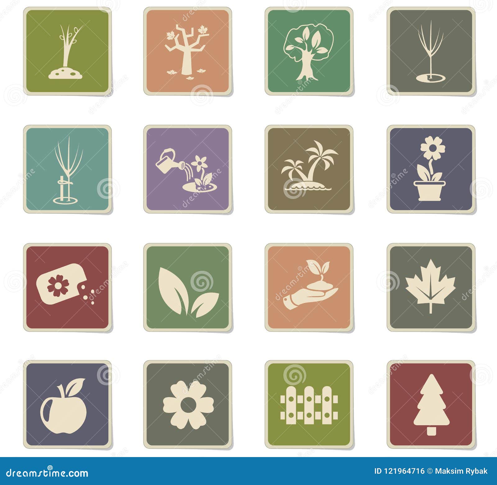 Plants tools icon set stock vector. Illustration of tree - 121964716