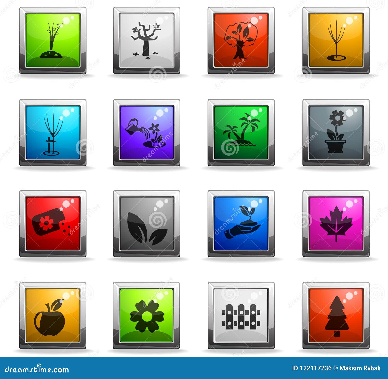 Plants tools icon set stock vector. Illustration of palm - 122117236