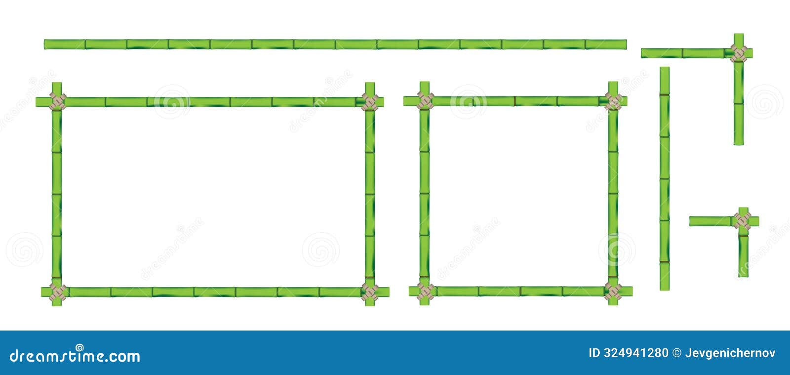 Colorful Bamboo Borders and Corners Set Stock Illustration ...