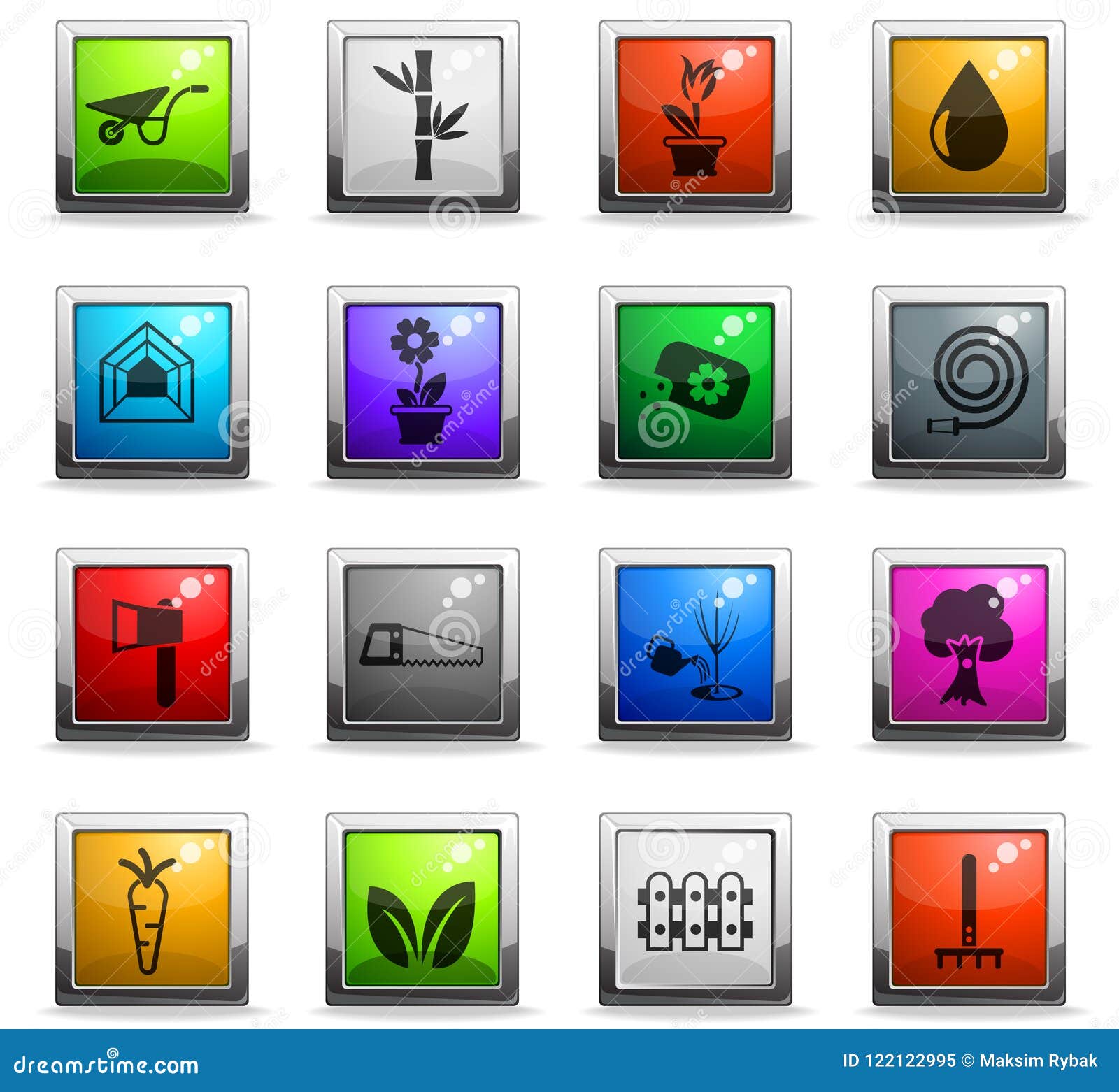 Plants icon set stock vector. Illustration of rake, carrots - 122122995