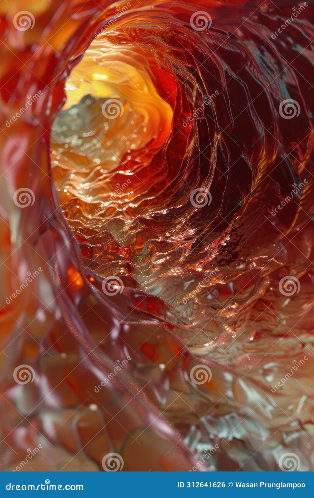 Plaque Formation Inside an Artery, Clear View, Warning Colors, Dramatic ...