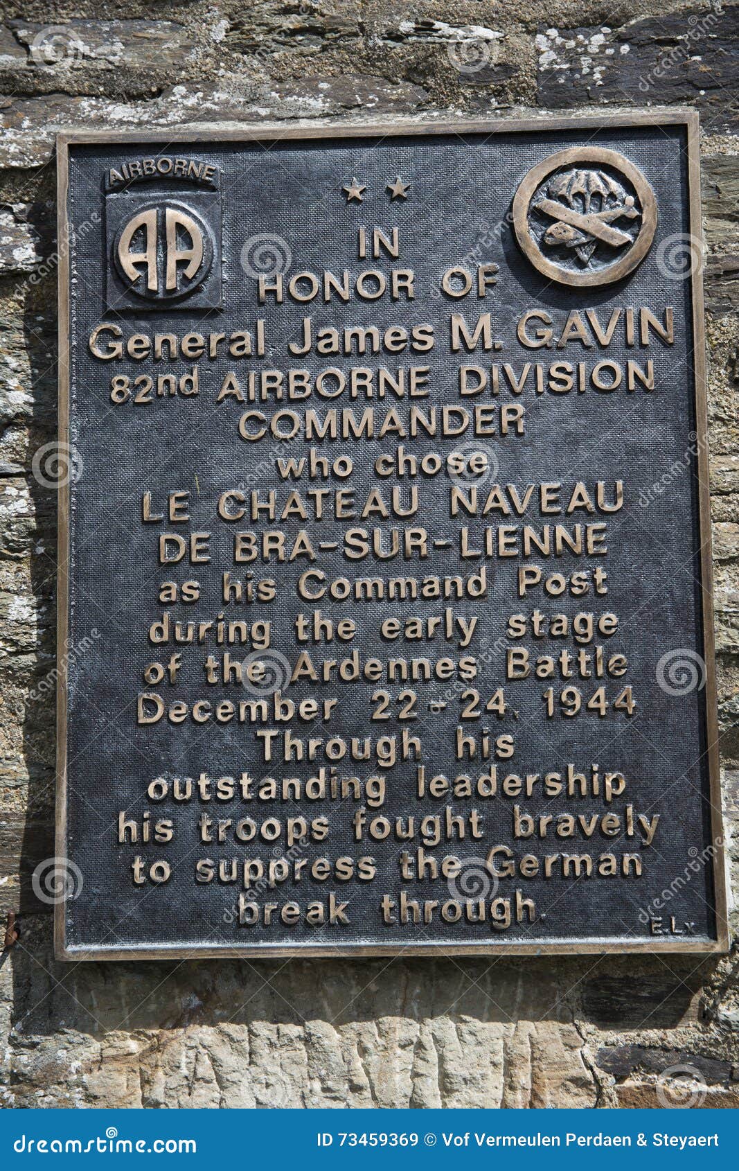 Plaque in Memory of Gen. Gavin and the 82nd Airborne Division Editorial ...