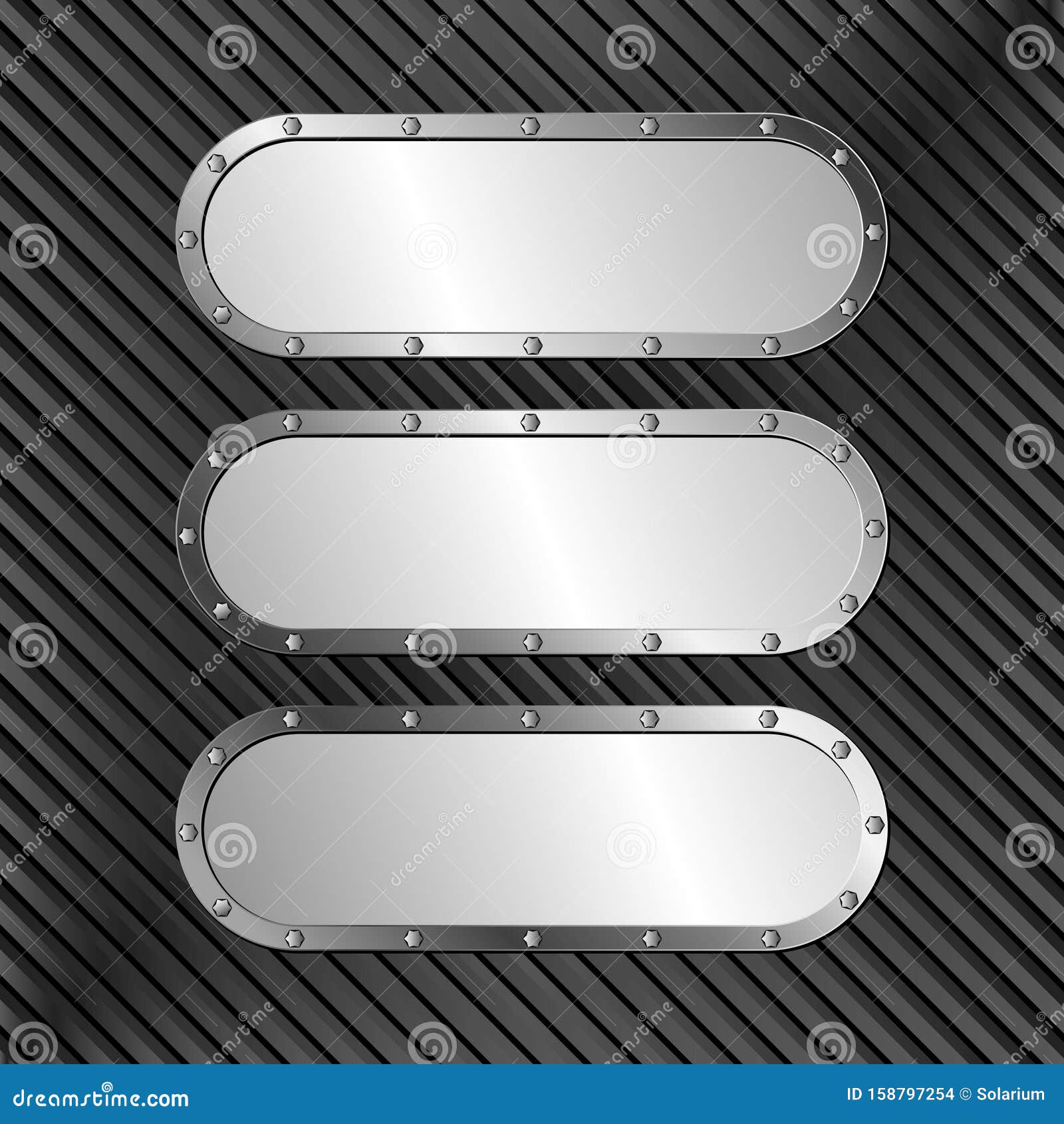 Set Of Metal Plaques, Banners And Tags. Metal Plate And Plaque With ...