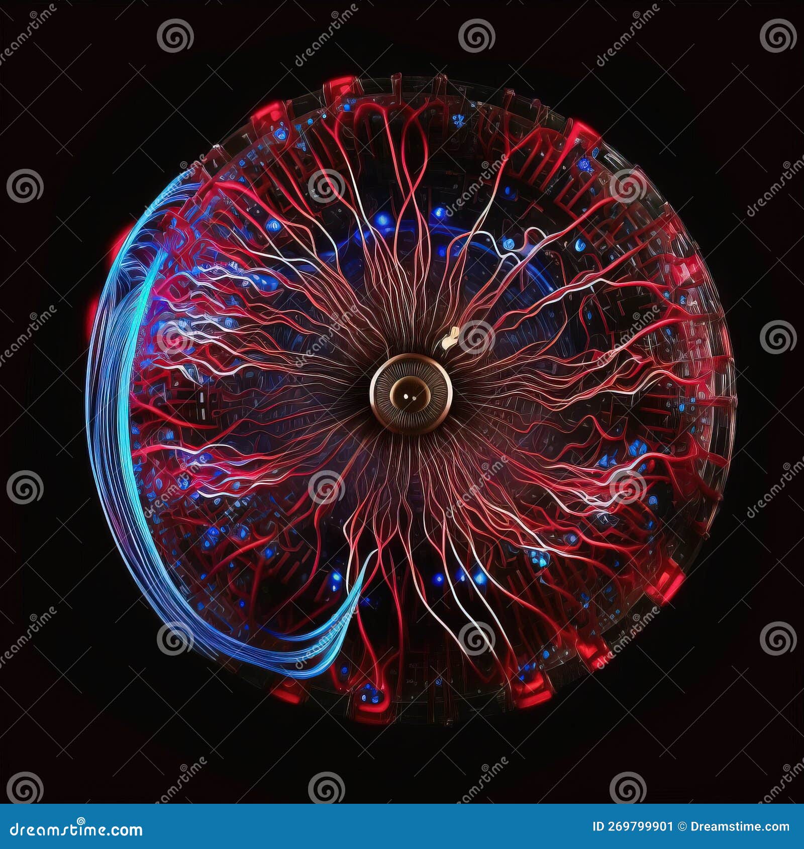 Plasma Ball in Black Background Stock Illustration - Illustration of ...