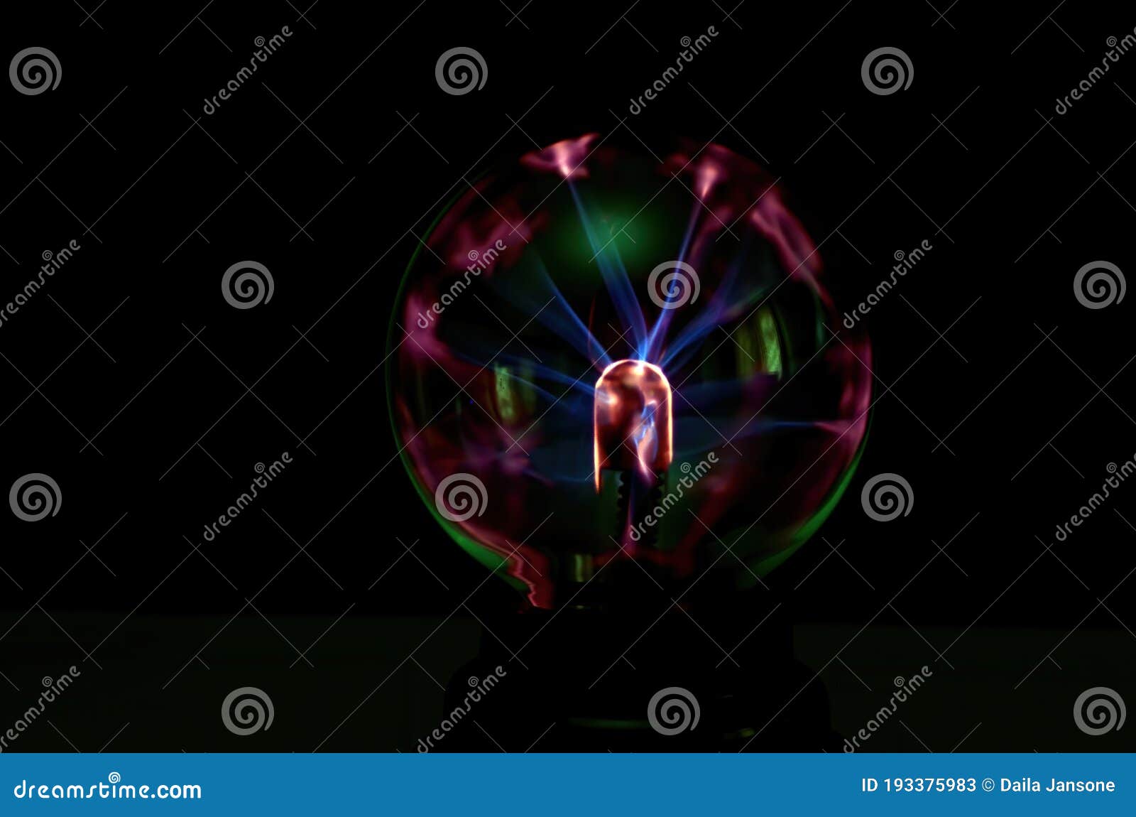 Plasma Ball Static Electricity Light on Black Background. Lighting on ...