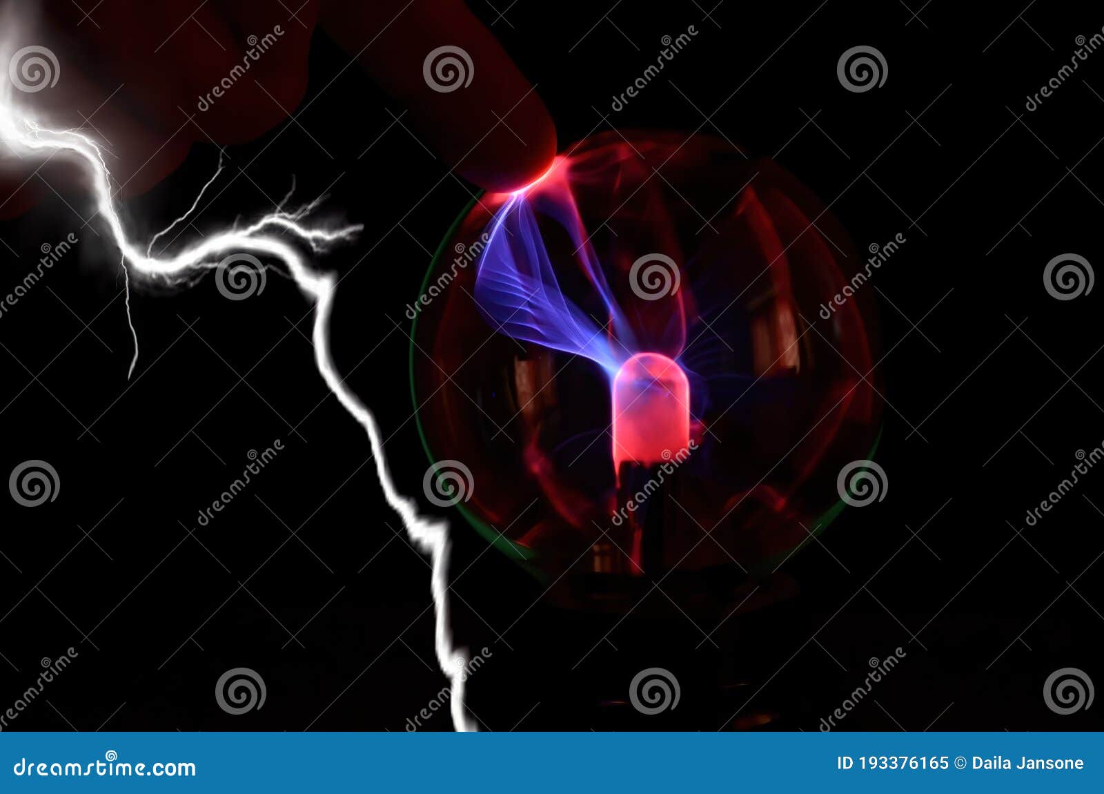 Plasma Ball Static Electricity Light on Black Background. Lighting on ...
