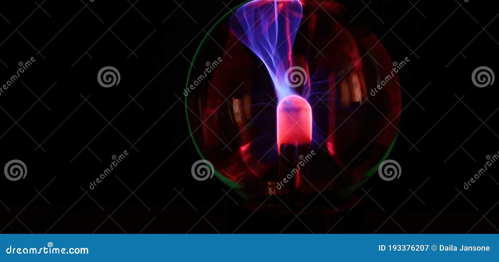 Plasma Ball Static Electricity Light on Black Background. Lighting on ...
