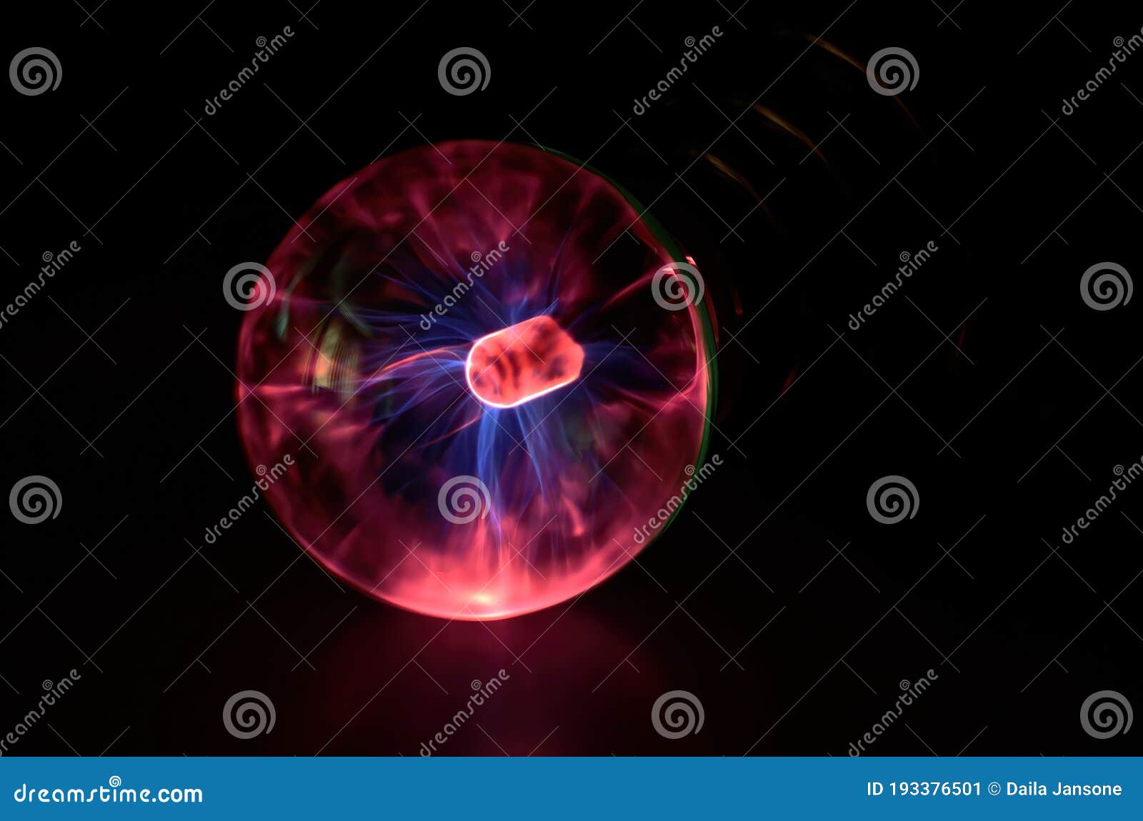 Plasma Ball Static Electricity Light on Black Background. Lighting on ...