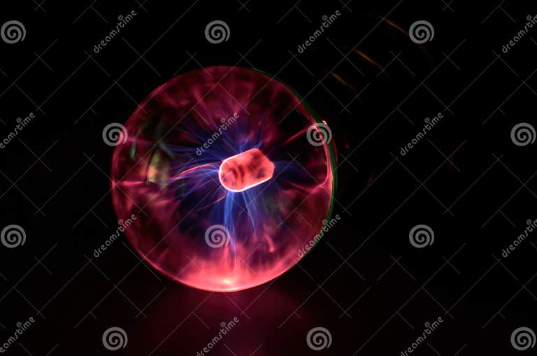 Plasma Ball Static Electricity Light on Black Background. Lighting on ...