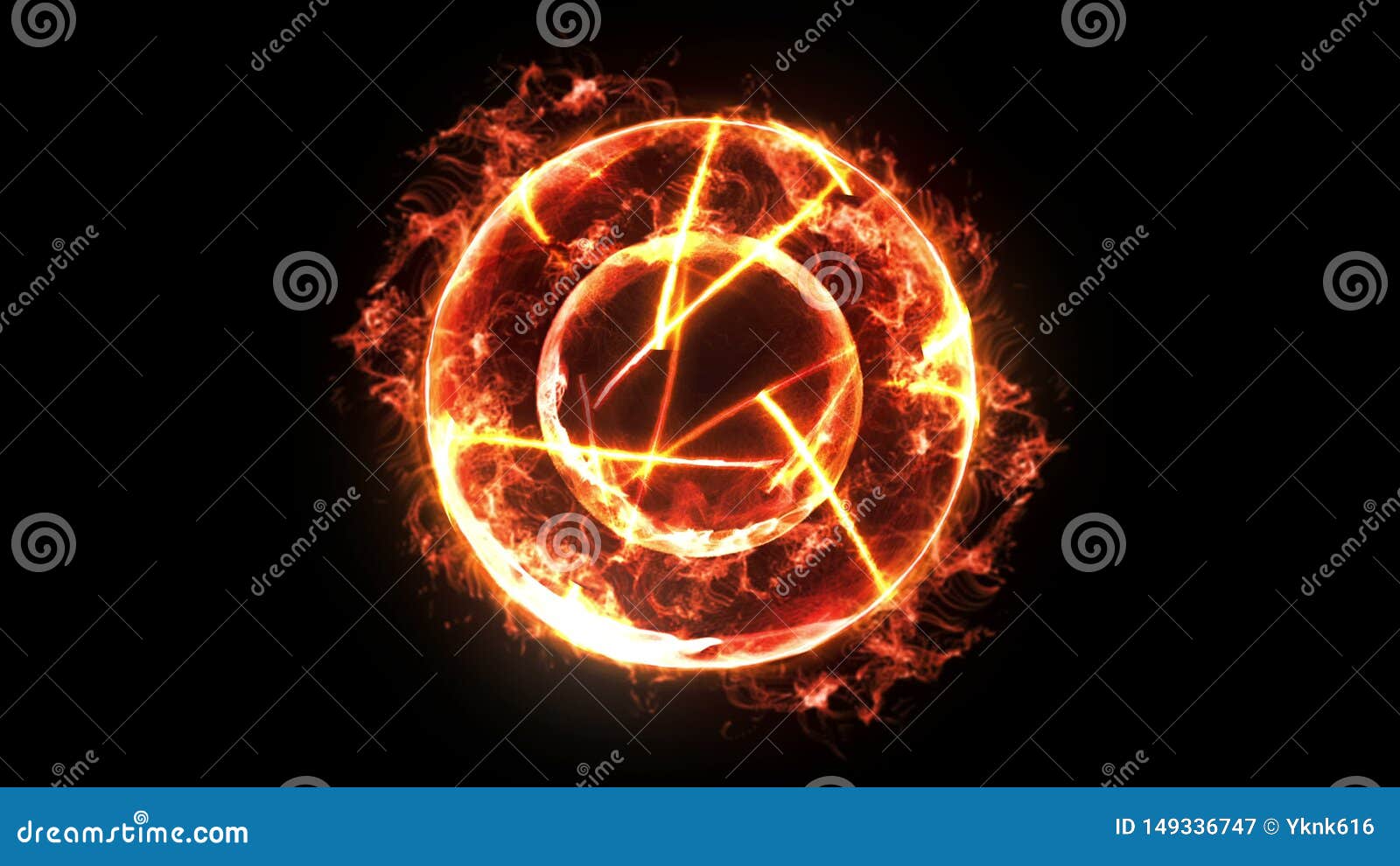 Plasma Fire Ball with Flames on Black Background. Beautiful Light. Glow ...