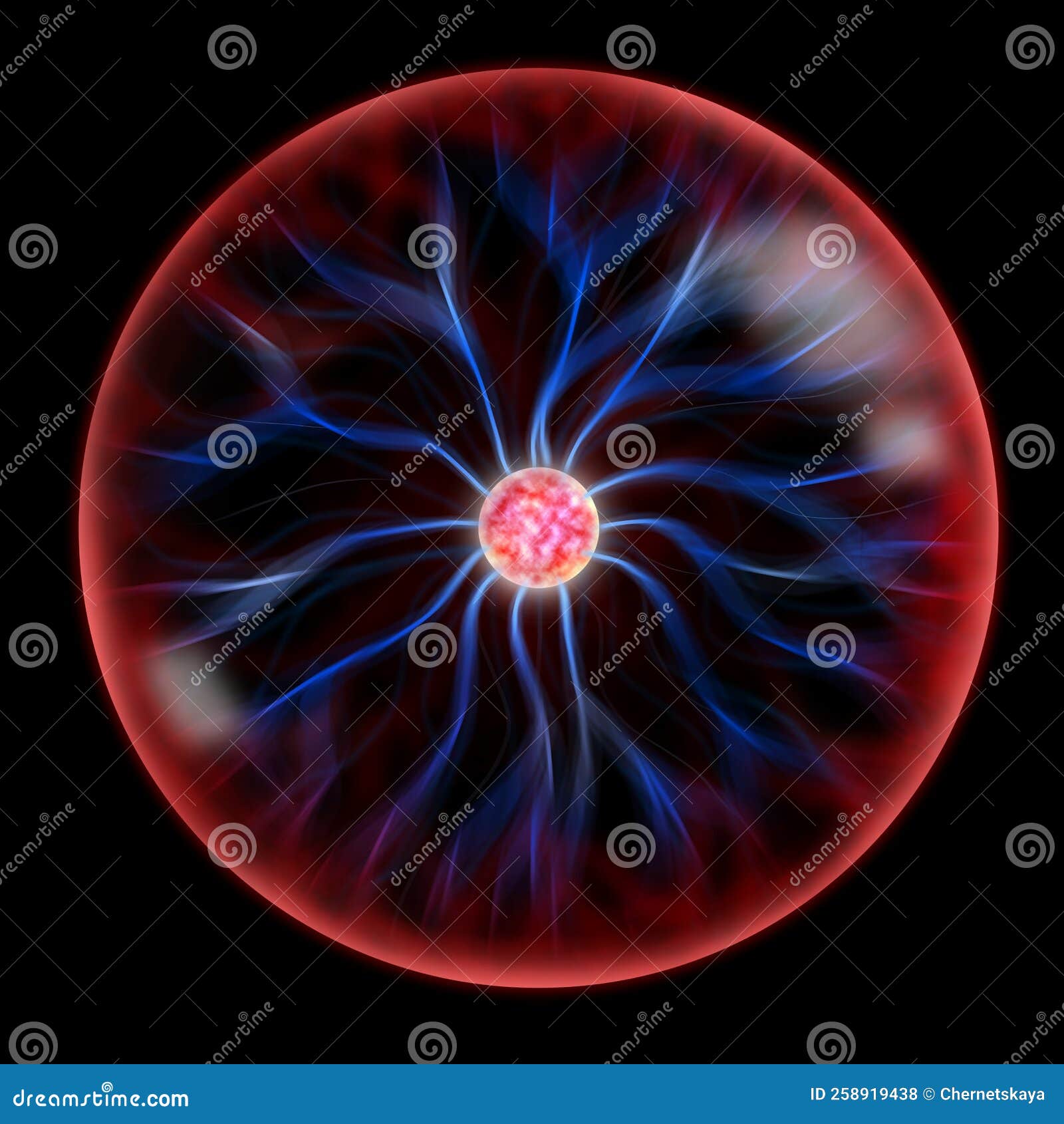 Plasma Globe With Spiral Wire Attached To Produce High Energy Particle ...