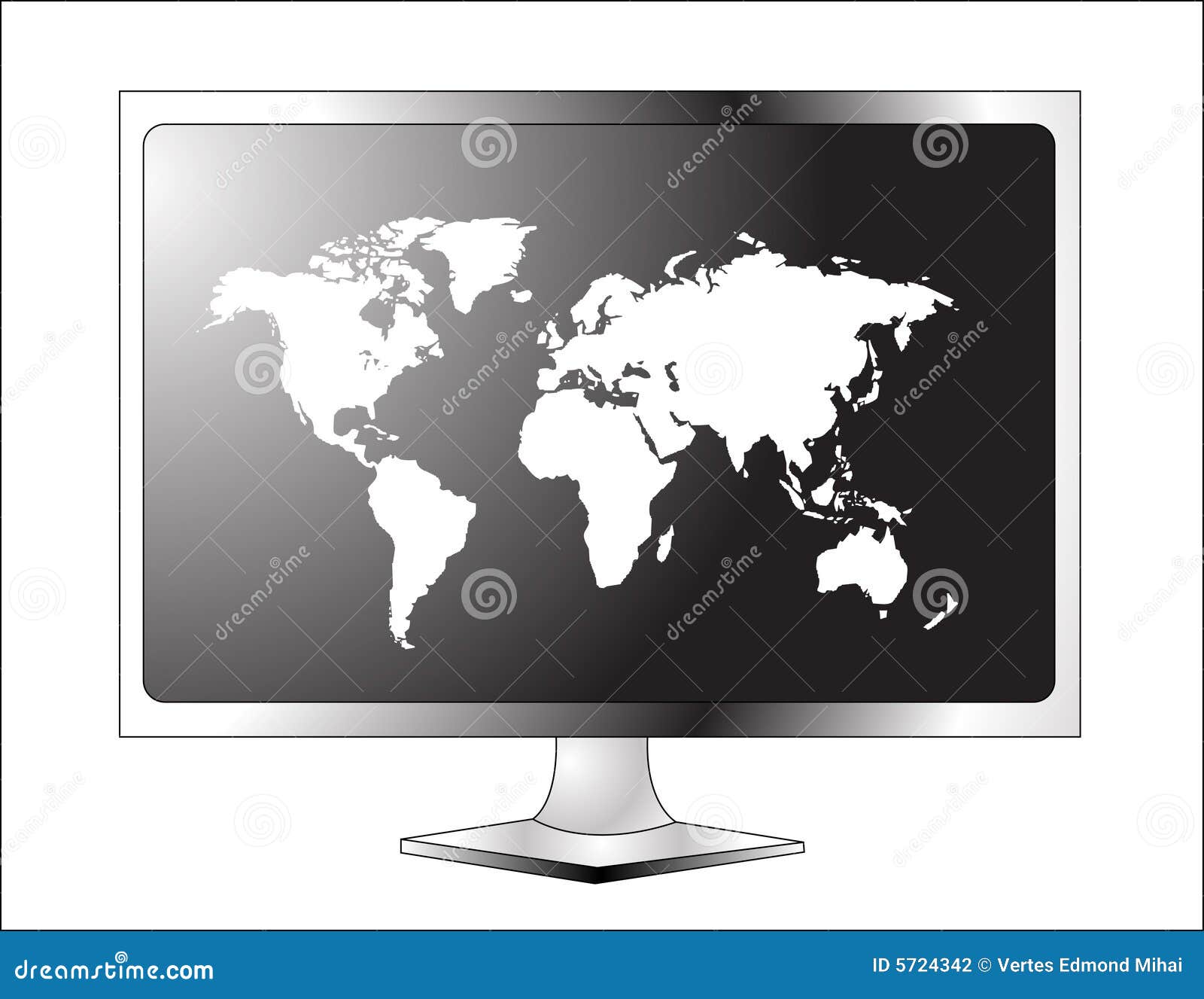 Plasma LCD TV with World Map Stock Vector - Illustration of screen ...