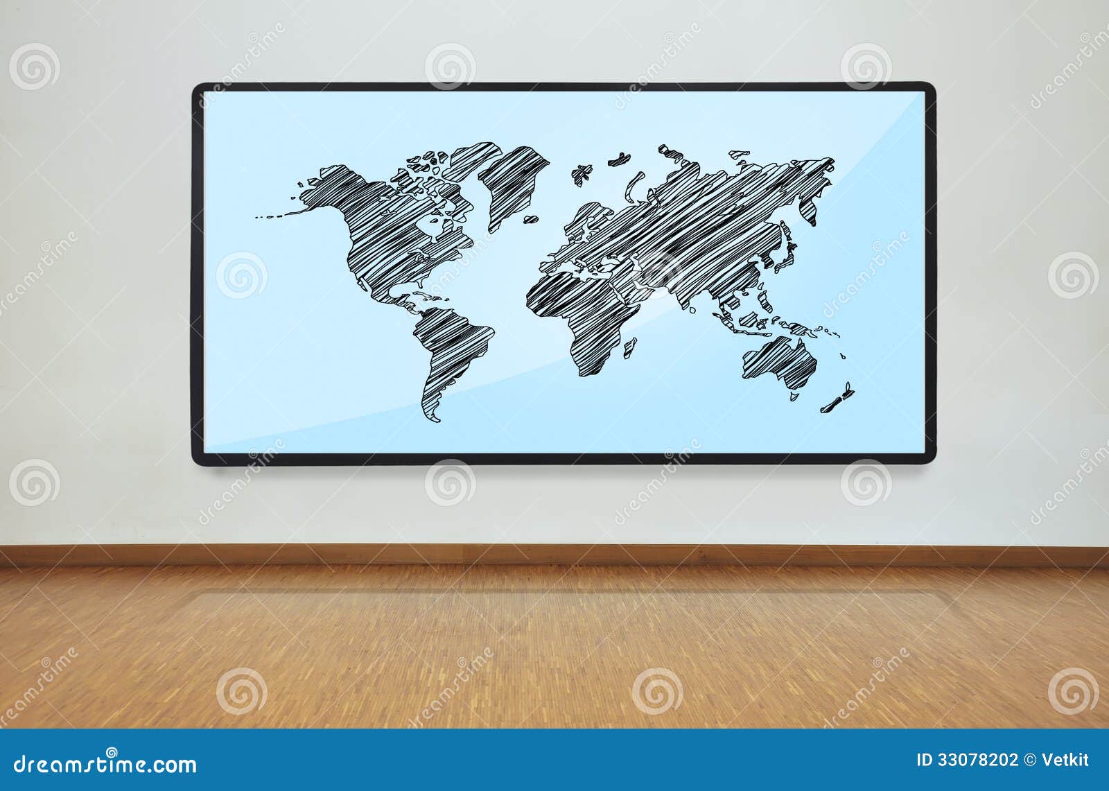 World Map On Plasma Panel Stock Photo | CartoonDealer.com #33375402