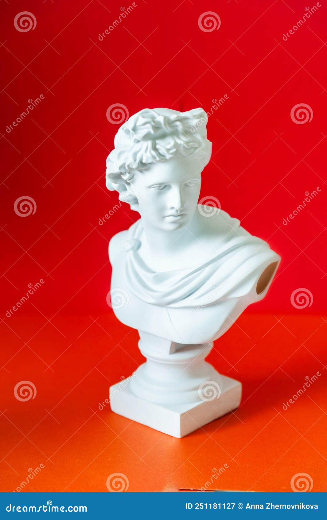 Plaster Bust of Apollo on a Red Background Stock Image - Image of male ...