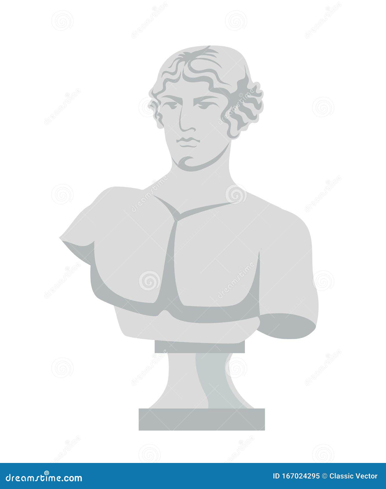 Classical Masterpiece: Realistic Human Bust Icon Illustration. Greek ...