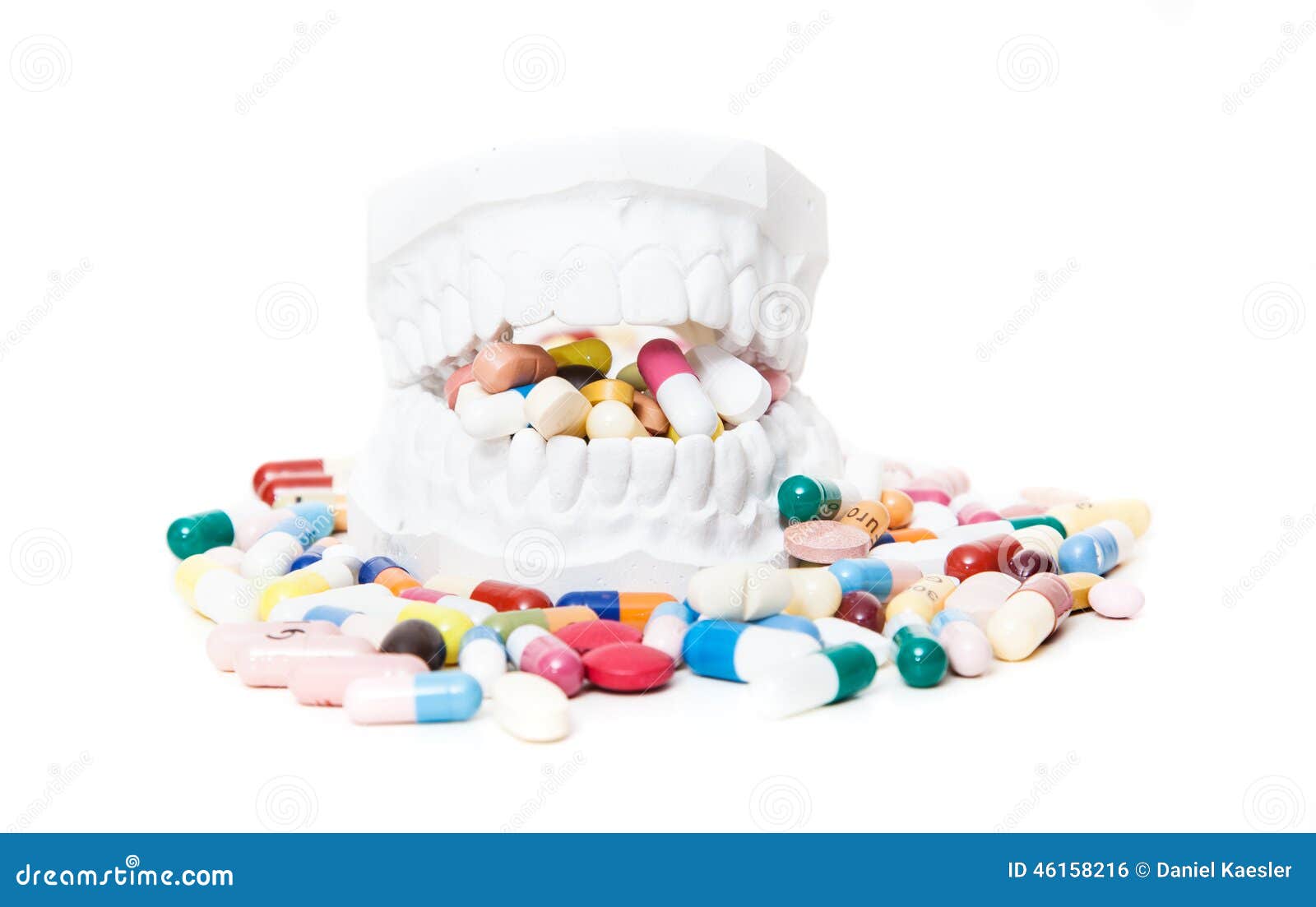 Plaster Cast of Teeth Full of Pharmaceuticals Stock Photo - Image of ...