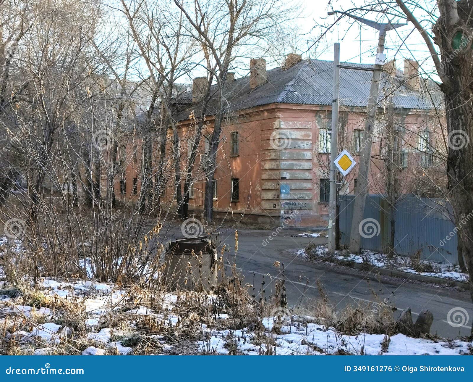 Old Crumbling Residential Building by the Road. Color Photography ...