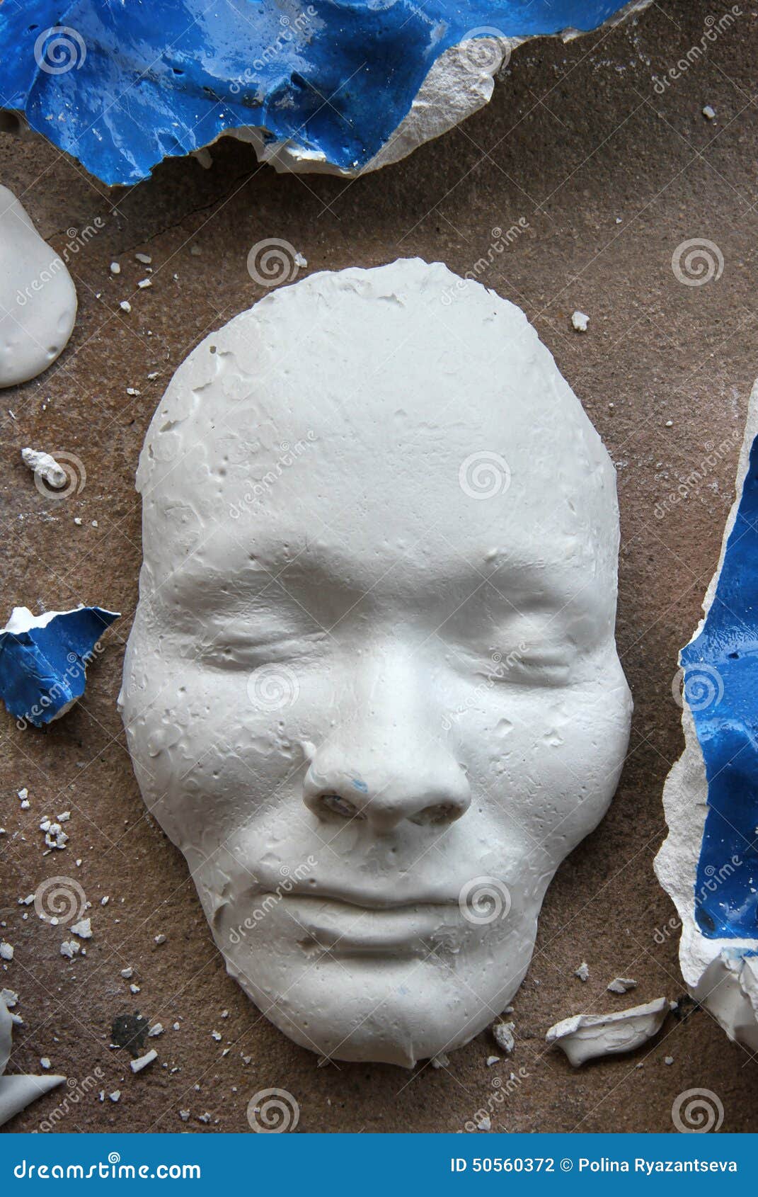 Plaster Face Mask With Closed Mouth On A Black Background. Speak No ...